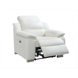 Vente-Unique Vente-unique - Fauteuil relax &eacute;lectrique en cuir blanc arena iii
