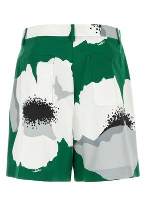 Valentino Garavani Mens Printed Cotton Bermuda Shorts Smeraldogrigio Exterior