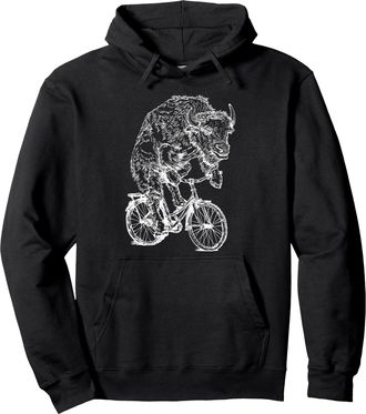 Seembo Bison Fahrrad B&uuml;ffel Lustiges Tier Reitrad Pullover Hoodie