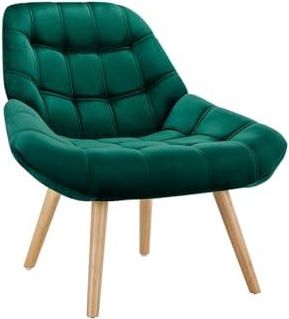 Vente-Unique Fauteuil en Velours Vert LUOSTO - Scandinave