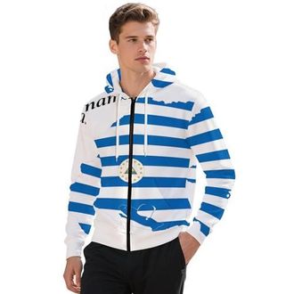 Generic Veste &Agrave; Capuche Homme Enti&egrave;rement Zipp&eacute;e Panama Imprim&eacute; Drapeau Sweat-Shirt Manches Longues Style Universitaire V&ecirc;tements D&eacute;contract&eacute;s Sweat-Shirt &Agrave; C