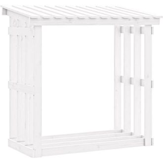 vidaXL vidaXL Support pour bois de chauffage Blanc 108x64,5x109cm Bois de pin