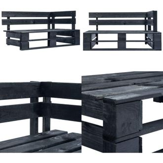 vidaXL Outdoor-Eckbank Paletten Holz Schwarz - Outdoor Bank - Eckbank - Gartenbank - Palettenm&ouml;bel - Holzm&ouml;bel - Home & Living
