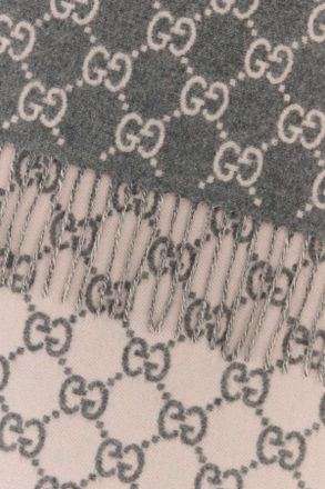 Gucci Womens Embroidered Cashmere Reversible Scarf Pink Fabric Sciarpe E Foulard Scarfs
