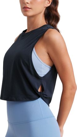 CRZ YOGA Damen Sport Tank Top &Auml;rmelloses Leichte Fitness Crop Top Sommer Yoga Shirt L&auml;ssig Oberteile Sporttop Echte Marine 40