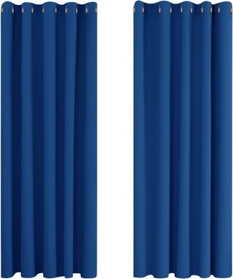 Deconovo Vorhang Blickdicht Ösen Gardinen Kinderzimmer Thermogardine Kälteschutz Ösen, 183x168 cm(HöhexBreite), Königsblau, 2er Set