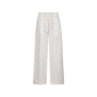 The Attico Femme, Pantalons, Blanc, Taille: 40 FR Pantaloni Lunghi Mussola Ricamata