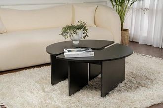 Dmora Couchtisch Codroipo 90x90x41cm Schwarz Rundform