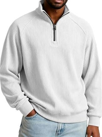 Generic Sweat-shirt à capuche pour homme - Style rétro - Col haut - Demi-fermeture éclair - Confortable - Élégant et décontracté - Pull dhiver coupe ajustée, 