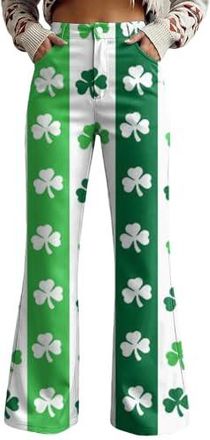 Generic HUIFUAO Pantalon de la Saint-Patrick pour femme - Pantalon tr&egrave;fle amusant - Costume irlandais de la St Paddys Day - Pantalon de tr&egrave;fle irlandais - Tai