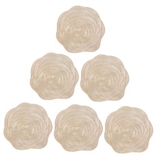 NUOBESTY 6 St&uuml;ck PVC Tischsets mit Rosenmuster Hohl Ausgeschnitten rutschfest 38cm Party und Valentinstag Tischdekoration f&uuml;r Zuhause Restaurant und Hochzeit