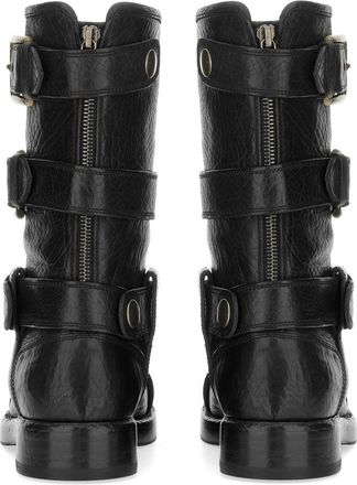 Dolce & Gabbana Leather Buckle Boot - Black