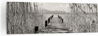 Arttor Panorama Bilder auf Leinwand 160x50cm Leinwandbild Br&uuml;cke Pier Sepia Gro&szlig; XXL Wanddeko Bild Schlafzimmer K&uuml;che Wandbilder Dekoration Wohnzimmer Wall D