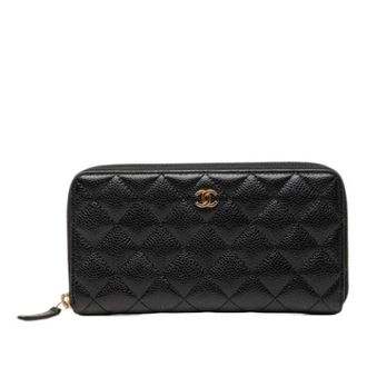 Chanel Pre-owned Quilted Caviar Long Wallet - - Pre-owned - Damen - Schwarzk - ONE SIZE