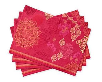 Maison d'Hermine Lot de 4 sets de table réutilisables 100 % coton lavables pour décoration de cuisine, salle à manger, fête, mariage, restaurant (Versailles, 33 x 48,3