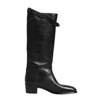 Dolce & Gabbana Schwarze Logo Plaque Over The Calf Stiefel - - Shoes - Herren - Schwarzk - 44 EU