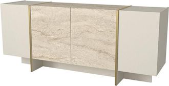 Hanah Home Buffet en bois Veyron - 180 x 46 x 75 cm - Travertin, Gr&egrave;s