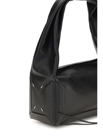 Maison Margiela Womens Shoulder Bag East West Black Sheepskin Leather Handbags Hand