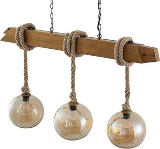 Lucande [NEUWERTIG] B-Ware Lucande Mevan Hängeleuchte Pendelleuchte Deckenlampe Lampe Holzbalken Amber212