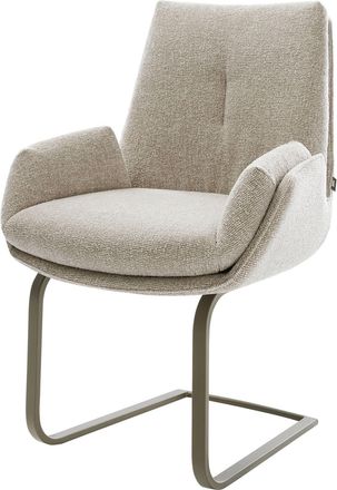 DELIFE Schwingstuhl Clea-Flex Freischwinger flach Effektfinish Titan Webstoff Soft Beige