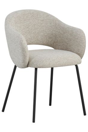 home24 Armlehnstuhl, Beige, Schwarz, Metall, Textil, Rundrohr, 58x79x59 cm, Esszimmer, St&uuml;hle, Esszimmerst&uuml;hle, Armlehnenst&uuml;hle