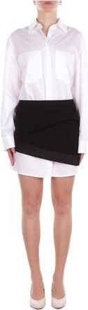 Dondup Femme, Robes, Blanc, Taille: 40 FR Robe courte en gabardine teinte en fil