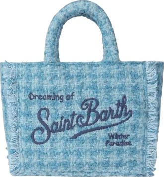 MC2 Saint Barth Femme, Sacs, Bleu, Taille: ONE Size Vanity Mini Sac à Main en Tweed