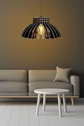 Opviq Elegant Black Crown Chandelier, Adjustable Height 65 cm, MDF Body 3 mm, E27 Socket Max 40W | Scandinavian Design for Modern Spaces