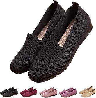 Generic Chaussures en tricot &agrave; enfiler pour femme, tige en maille respirante, mocassins orthop&eacute;diques confortables, l&eacute;gers et antid&eacute;rapants, pour un usage quo