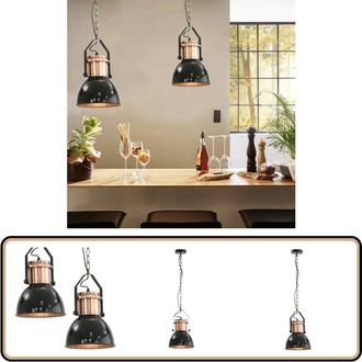 vidaXL Vidaxl - Deckenlampe 2 Stk. Schwarz Rund E27 - Pendelleuchte - Deckenlampe - Wohnzimmerlampe - K&uuml;chenlampe - Esszimmerlampe