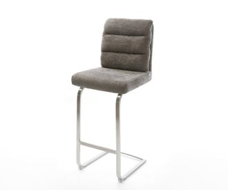 DELIFE Barstuhl Pela-Flex Boucl&eacute; Soft Schlamm Freischwinger Flach Edelstahl Silberfarben, Barst&uuml;hle
