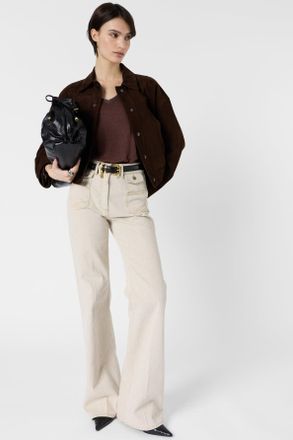 Gerard Darel T-shirt V en lin &agrave; lurex - MIRANA - Marron