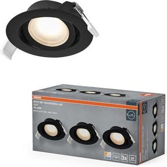 Osram Spot Set LED Einbaustrahler CCT Verstellbar Schwarz, 3er Set Deckenspot Farbwechsel, Click-CCT, 2700-6500K