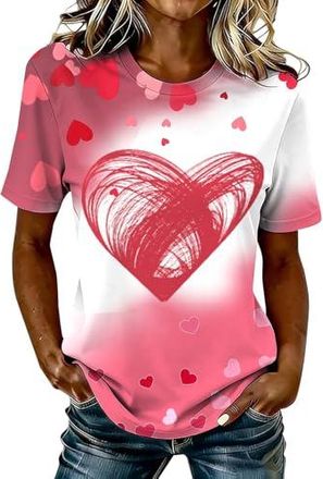 Generic T-shirt d&eacute;contract&eacute; &agrave; manches courtes et col rond pour femme | T-shirt d&eacute;t&eacute; doux, respirant et l&eacute;ger pour un usage quotidien, un rendez-vous, des vaca