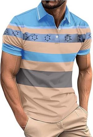 Generic T-shirt ray&eacute; pour homme d&eacute;contract&eacute; et tendance avec impression num&eacute;rique 3D, bleu, 3XL