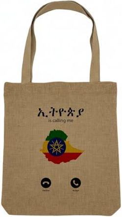 Fabulous Sac Shopping Tote Bag Aspect Lin - Ethiopia Is Calling Me Flag Alphabet - Sac de Courses Toile Epaisse 360g Beige Naturel Cabas Port&eacute; Epaule Solide Im