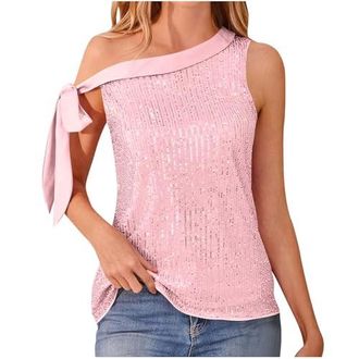 Generic Haut &agrave; &eacute;paules d&eacute;nud&eacute;es avec paillettes scintillantes haut paillet&eacute;, haut &eacute;l&eacute;gant &agrave; &eacute;paules nues d&eacute;contract&eacute; pour sortir chemisier paillet&eacute; &agrave; la mode 