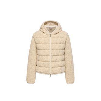 Moncler Moncler Cardigan Zipp&eacute; Matelass&eacute; En Teddy, Femme, Blanc, Taille: Xl