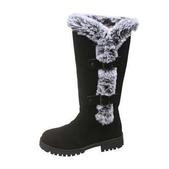 Generic Bottes de neige chaudes et antid&eacute;rapantes pour femme - &Eacute;l&eacute;gantes - Doublure en polaire - Talon bas et &eacute;pais - En daim synth&eacute;tique - Confortables - &Agrave; e