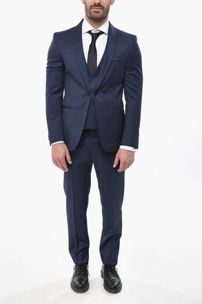 Corneliani CODE Dreiteiliger Wollanzug mit Schalkragen Corneliani