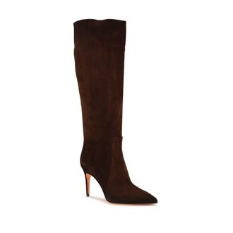 Santoni Womens Brown Calf Leather Bos Taurus High Heel Boots
