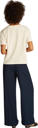 Tommy Hilfiger Damen T-Shirt Kurzarm mit V-Ausschnitt, Beige (Calico), M