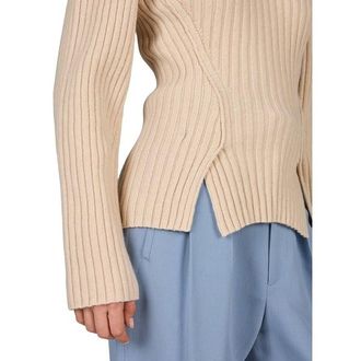 Victoria Beckham Pull droit col rond en laine et cachemire m&eacute;lang&eacute;