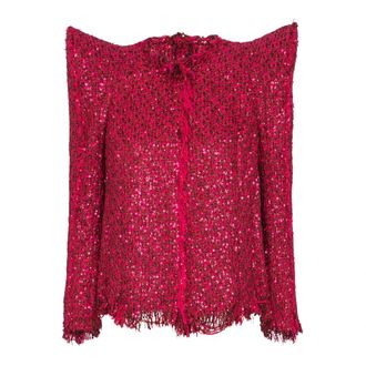 Balmain Tweedjacke mit Pailletten - - Jackets - Damen - Rosa - XS