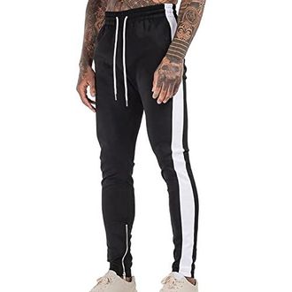 Generic Pantalon de surv&ecirc;tement pour homme, coupe ajust&eacute;e, pantalon de sport &agrave; rayures, pantalon dentra&icirc;nement l&eacute;ger, pantalon moulant, pantalon de sport tend