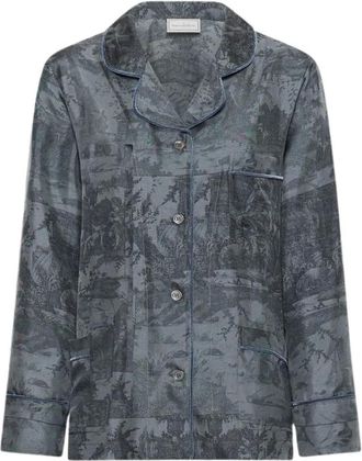 Pierre-Louis Mascia Femme, Blouses et Chemises, Gris, Taille: 38 FR Aloegum Chemise en soie &agrave; manches longues