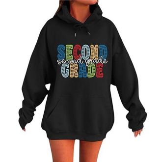 Generic 2026 Printemps Femmes Casual Imprim&eacute; Hiver Sweat &agrave; Capuche avec Motif Vie Oc&eacute;anique Pull Confortable pour un usage quotidien, Noir, XXL