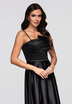 Ombre Abendkleid Tr&auml;gerloses Satinkleid mit hohem Schlitz