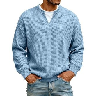 Generic DENGJIAMY T-shirt gaufr&eacute; pour homme, grande taille, faux deux pi&egrave;ces, haut tendance, col rond, t-shirt &agrave; manches longues, v&ecirc;tements d&eacute;t&eacute; d&eacute;contract&eacute;s 