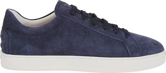 Tod's Homme, Chaussures, Bleu, Taille: 43 EU Baskets en daim avec logo en relief